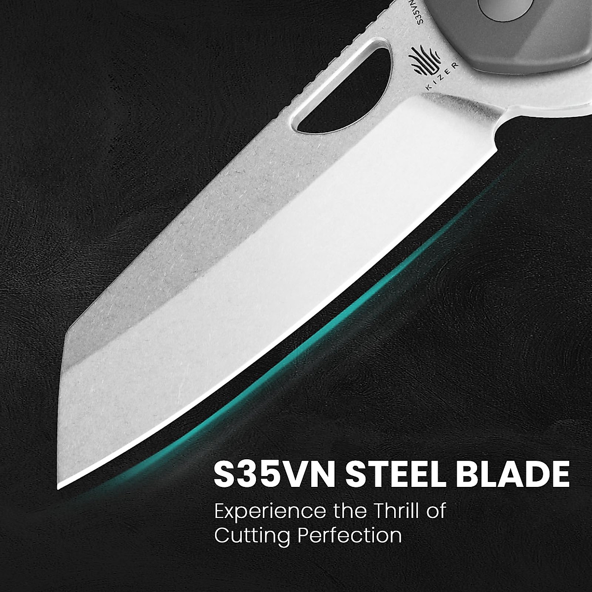 Kizer Sparrow Pocket Knife, 3.25" S35VN Steel Blade, Titanium Handle, Frame Lock, Sheepfoot Small Folding Knife, EDC Knife for Men Women, Ki3628A1