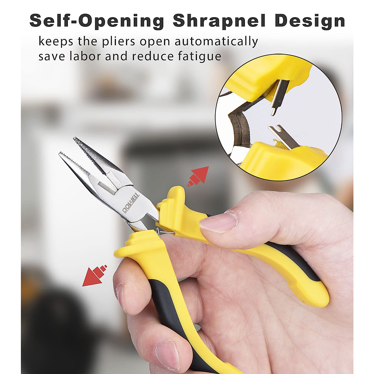 DOWELL 6-piece Mini Pliers Set Needle Nose Diagonal Long Nose Bent Nose End Cutting and Linesman for Making Crafts Repairing Electronic Devices with Pouch