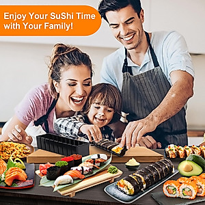 Upgraded 31 Pack Sushi Making Kit for Beginners & Sushi Lovers, Sushi Making Kitchen Accessories Like Bamboo Mats, Chef's Knife, Nigiri/Rice Ball Shaker/Gunkan Sushi Rice Mold and More