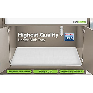Waterproof 3+ Gallon Under Sink Cabinet Mat/Liner Protector for Kitchen and Bathroom Vanity - 33" x 21" - White - Made in USA