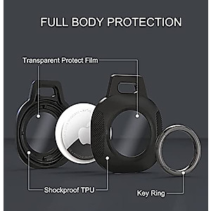 Tieuwant 4-Pack IPX8 Waterproof AirTag Holder Keychain Case
