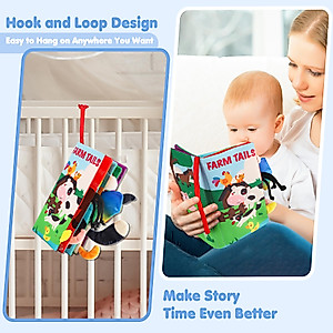 beiens Baby Books Toys, Touch and Feel Crinkle Cloth Books for Babies, Infants & Toddler, Early Development Interactive Car & Stroller Soft Toys for Boys & Girls (Farm Tails-1 Book)