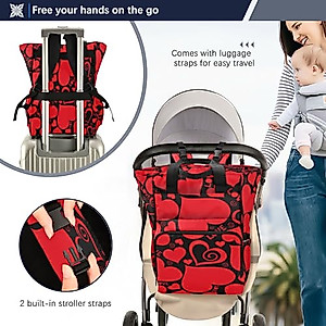 Foiosoh Baby Girl Diaper Bag Multi-functional Waterproof Maternity Nappy Bag for Shopping Traveling Deep Rad Heart Love