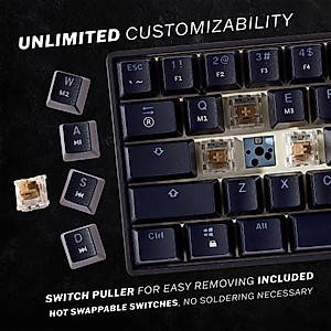 HK Gaming GK61 Mechanical Gaming Keyboard 60 Percent | 61 RGB Rainbow LED Backlit Programmable Keys | USB Wired | for Mac and Windows PC | Hotswap Gateron Optical Blue Switches | Black