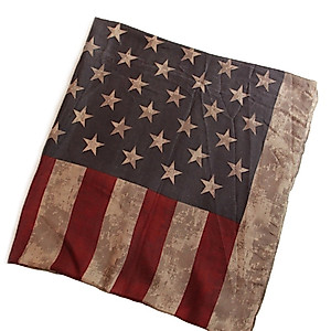 LRRH Vintage American Flag Scarf,Unisex Fashion Premium Patriotic,Red,Khaki and Blue American Flag Infinity Shawl Scarf (Khaki)