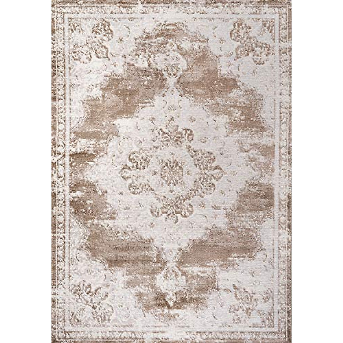 JONATHAN Y MDP400B-8 Alhambra Ornate Medallion Modern Indoor Area-Rug Vintage Bohemian Easy-Cleaning Bedroom Kitchen Living Room Non Shedding, 8 ft x 10 ft, Brown/Cream