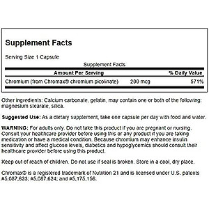 Swanson Chromium Picolinate 200 mcg 60 Capsules (2 Pack)