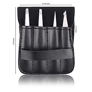 Tweezers Set, Eyebrows Kit Professional Stainless Steel Set - 4 Pieces with Leatherette Travel Case Perfect for Facial Hair, Beauty and Personal Care Tool Hobri International, silver (HTZK-001)