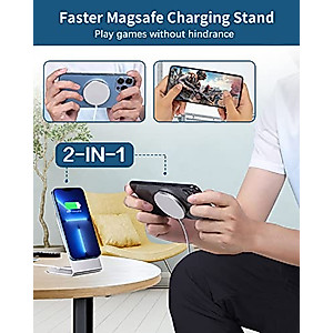 Magnetic Wireless Charger Mag-Safe Charger for iPhone 14/13/12 Series Convertible Magnet Wireless Charging Stand/Pad with 20W Adapter 5ft Cable for iPhone 14 13 12 Pro/Max/Plus (White)