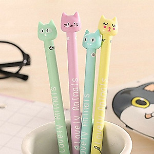 Newaey Cute Kawaii Funny Cartoon Cat Lot Novelty pens Stationery Gel Ink Pen new funny School Stationery Office Supplies (10 PCS)
