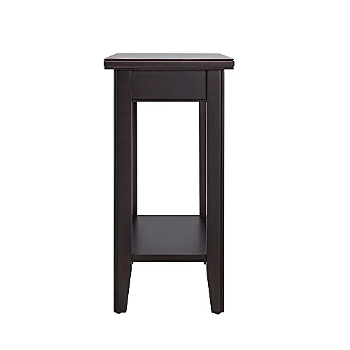 Leick Home Laurent 12 in. Narrow End Side Table, Solid Wood with Shelf, Black, 10505-BK