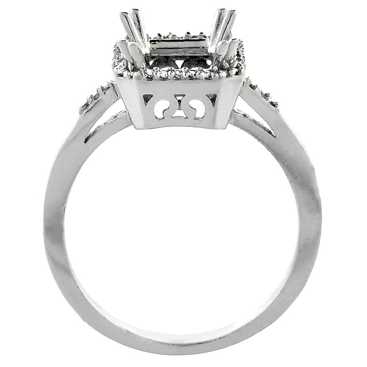 Sterling Silver Diamond Natural Swiss Blue Topaz Ring Emerald-cut 8x6mm, 1/2 inch wide, size 5.5