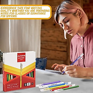 Matador HI-SCHOOL Ballpen, Fine-Point (0.6 mm), Black Ink, 6 different Colorful Bodies, Round Barrel Design, Smooth & Instant Writing, 24 Counts