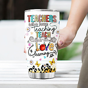 JENOIS Teachers Teaching Teach, Tumbler 20 Oz With Lid And Straw, Teacher Gifts, Appreciation Gift Tumblers Coffee Cups Pack For Steel Women Music Stainless