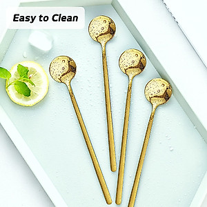 8 PCS 6.7 Inch Plated Stainless Steel Espresso Spoons, lyfLux Stirring Spoons Mini Teaspoons Set for Coffee Sugar Dessert Cake Ice Cream Soup Antipasto Cappuccino (Gold)