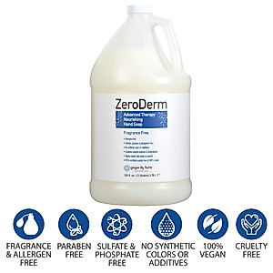 Ginger Lily Farms Botanicals ZeroDerm Advanced Therapy Nourishing Liquid Hand Soap Refill 100% Vegan Cruelty-Free Fragrance-Free, Unscented, 128 Fl Oz