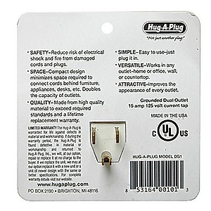 HUG-A-PLUG DUAL OUTLET WALL ADAPTER, 6PK, IVORY