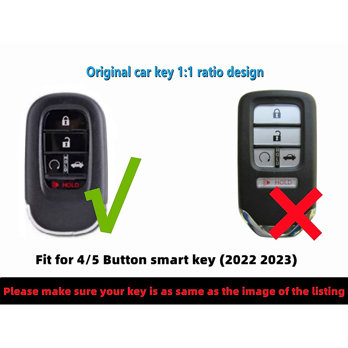 REPROTECTING ABS Rubber Key Fob Cover Compatible with (5 Buttons) 2022-2025 Honda Accord Civic HR-V CR-V Pilot Sport SI EX EX-L Touring (2pcs Black+Key Chain, ABS/5 Buttons)