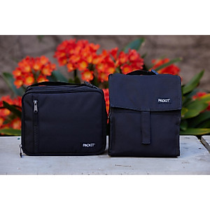 PackIt Freezable Lunch Bag with Zip Closure, Black