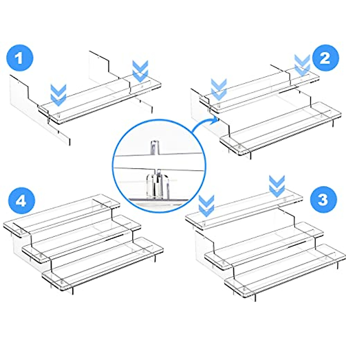 BodiCal 3-Tier Spice Rack Organizer for Cabinet- Spice Rack Seasoning Organizer, Tiered Medicine Cabinet Organizer, Kitchen Pantry Organization and Storage- 2 Pack/Clear