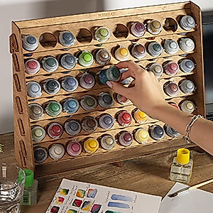 Plydolex Citadel Paint Rack Organizer with 60 Holes for Miniature Paint Set - Wall-mounted Wooden Craft Paint Storage Rack - Craft Paint Holder Rack 16x5.2x12.6 inch