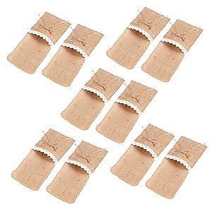 Frobea 100PCS Country Wedding Table Silverware Holder Natural Burlap Cutlery Pockets Fork Pockets Rustic Wedding Decoration