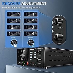 NICE-POWER DC Power Supply Variable, 30V 20A 600W High Power Bench Power Supply for Battery Charging, Adjustable Switching Regulated Power Supply with OCP, Memory Storage, Output Switch, Lock Button