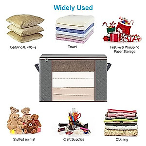 90 L Large Clothes Storage Bags, 6 Pack Blanket Storage Bag with Zipper and Handles, Comforter Storage Containers, Foldable Clothing Storage Bins Organizers for Closet Sweater Linen Organizing HAHAYOO