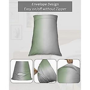 Hokiten California King Pillow Covers Set of 1 - Sage Green Grey Ombre Microfiber Soft Pillowcases with Envelop Closure, Modern Ombre Abstract Art Lumbar Pillow Cover for Sofa/Couch, 20x40 Inches