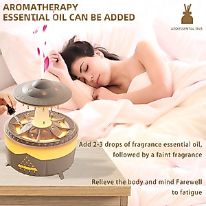 Raindrop Humidifier for Bedroom Large Room -Air Humidifiers and Aromatherapy Diffuser,Ultrasonic humidifier,Quiet humidifier with Ambient Light & 4 Timer,Waterless Auto Off (No Remote Control)