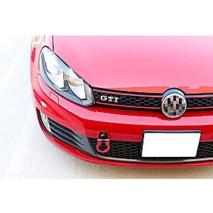 iJDMTOY Red Track Racing Style Tow Hook Ring Compatible with Volkswagen: 06-14 Golf GTI MK5 MK6 R32 Rabbit, 05-10 Jetta (MK5), Compatible with Audi: 06-14 TT (MK2), Made of Lightweight Aluminum