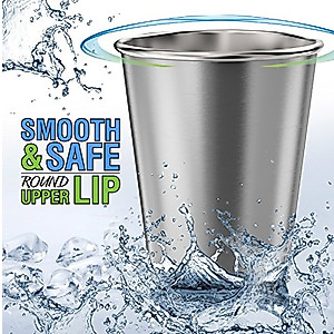 CHILLOUT LIFE Stainless Steel Cups for Kids and Toddlers 8 oz - Stainless Steel Sippy Cups for Home & Outdoor Activities, BPA Free Healthy Unbreakable Premium Metal Drinking Glasses (4-Pack)