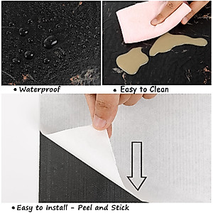 Peel and Stick Floor Tile Waterproof for Bathroom, Peel and Stick Flooring Black Marble Look, Self-Adhesive and Durable Vinyl Flooring, Transform for Kitchen Living Room and Laundry Room,1.5MM(10 PCS)