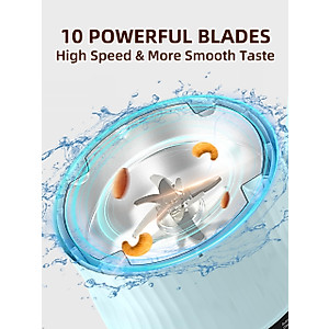 20oz Nut Milk Maker Machine - Multi-Functional Automatic Almond Milk Machine with 10 Blades, Plant-Based Milk, Oat, Soy, Oat, Dairy Free Beverages with 12 Hours Timer/Auto-clean/Boil（blue）