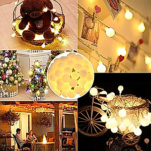 Liyade Globe String Lights, 33ft 100 LED Battery Operated String Lights with Remote and Timer Function, Indoor Outdoor Decorative Lights for Bedroom Christmas Decor Garden Party Wedding, Warm White
