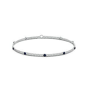 Angara Natural 0.63 Ct Blue Sapphire Stackables Bracelet for Women in 14K White Gold (Grade-A | Size-2.4mm) | September Birthstone, Birthday, Engagement, Anniversary Jewelry Gift For Women