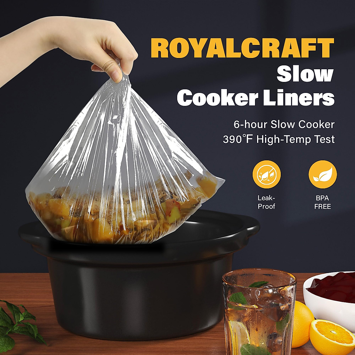 Sunvivi Slow Cooker Liners, Disposable Cooking Bags Large Size Pot Liners Fit 1QT to 4QT,Suitable for Oval & Round Pot 10 Count