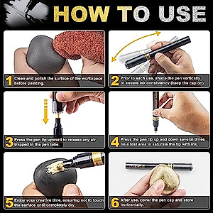 shirylzee 9Pcs Mirror Chrome Markers,Silver & Gold & Rose Permanent Chrome Marker Pens,Waterproof Reflective Gloss Metallic Markers for Repairing, Model Painting,Marking or DIY Art Projects