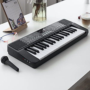 SUNLP 37-Key Electronic Keyboard, Multi-Function Portable Electric Piano Keyboard With Double Speaker, Built-in Chargeable 3.7V Li-ion Battery With Microphone For Kid Beginners Portable Use
