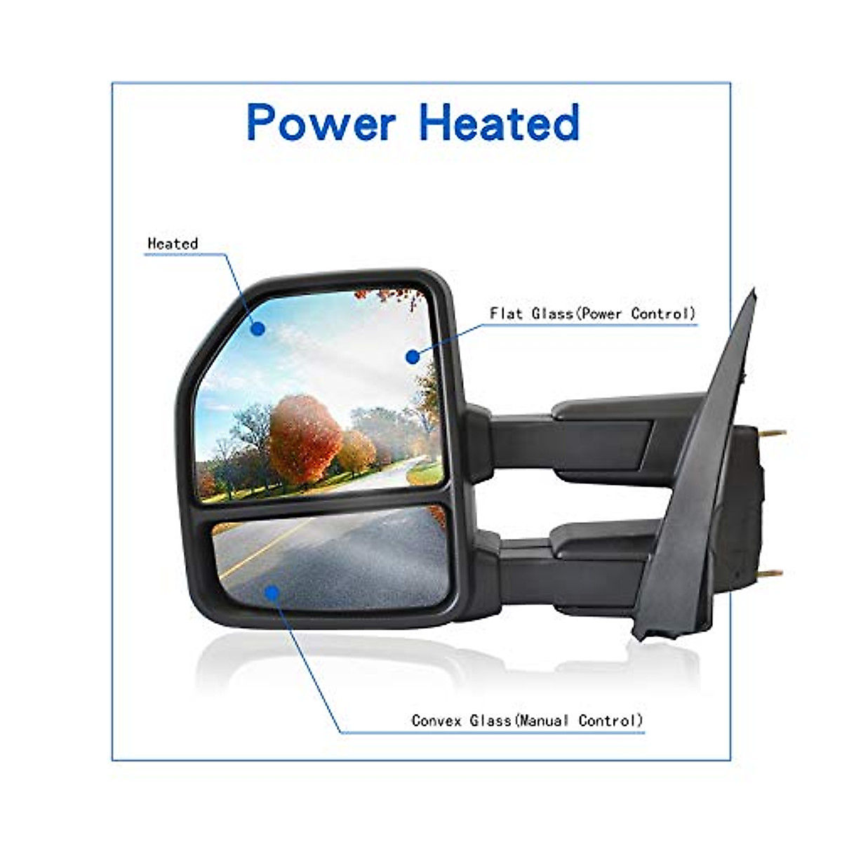 JZSUPER 2015 2016 2017 2018 2019 2020 Towing Mirrors fit for Ford F150 Pickup Truck with Turn Signal Light Temperature Sensor Power Heated Chrome Cap