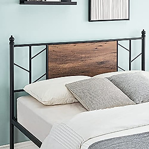 GAOMON 12.6 Inch Queen Size Bed Frame, Metal Platform Bed Frame with Wooden Headboard and Footboard, Mattress Foundation, No Box Spring Needed, No Box Spring Needed, Noise Free (Queen)