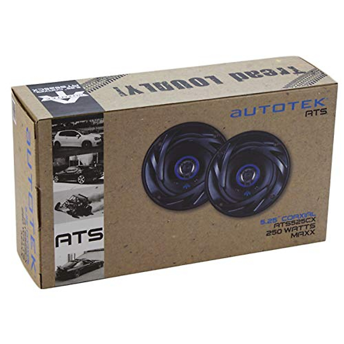 Autotek ATS525CX 5.25 Inch Coaxial Speakers (Black and Blue, Pair) - 250 Watt Max, 2 Way, Voice Coil, Neo-Mylar Soft Dome Tweeter, Pair of 2 Car Speakers