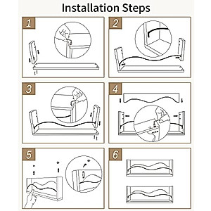Sapowerntus Wood Book Shelves Wall Mounted, Rustic Nursery Magazine Holder Organizer Vinyl Record Rack with Curve Rail Wave Design, Wall Bookshelf Home Room Office Decor, Set of 2
