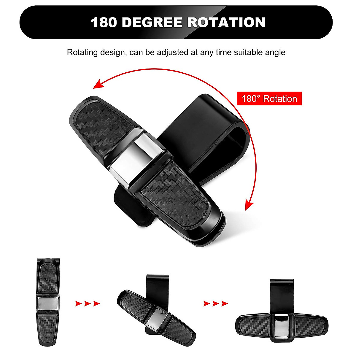 Boao 4 Pcs Sunglasses Holders for Car Sun Visor, Glasses Ticket Card Clip Mount Hanger, Double-Ends Clip 180 Degree Rotational Car Visor Accessories(Silver)