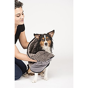 Dog Gone Smart Shammy Dog Towels For Drying Dogs - Heavy Duty Soft Microfiber Bath Towel - Super Absorbent, Quick Drying, & Machine Washable - Must Have Dog & Cat Bathing Supplies | Grey 13x31