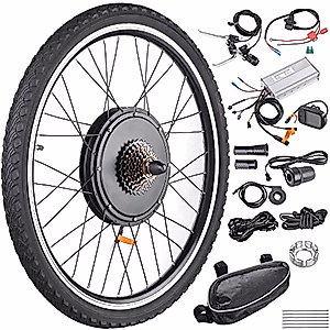 AW Electric Bike Conversion Kit 48V 1000W 26" Rear Wheel Powerful Motor E-Bike Conversion Kit Dual Mode Controller W/LCD Display Twist Throttle PAS Ebike Wheel Kit