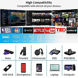 Full HD 1080P Android Projector with WiFi and Bluetooth, Wireless Projectors Sync Screen for iPhone iPad, Big Screen Display Video Proyector Outdoor Movie Night Backyard, 4D Keystone & Zoom, HDMI