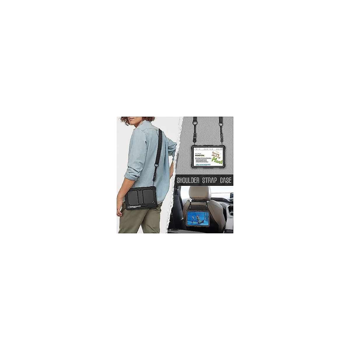 SaharaCase - Defense Series Case Cover for Samsung Galaxy Tab S7 FE (2021) and Tab S8 Plus (2022) [Shockproof Bumper] Rugged Full Screen Protection Integrated Kickstand Antislip Cover - Black