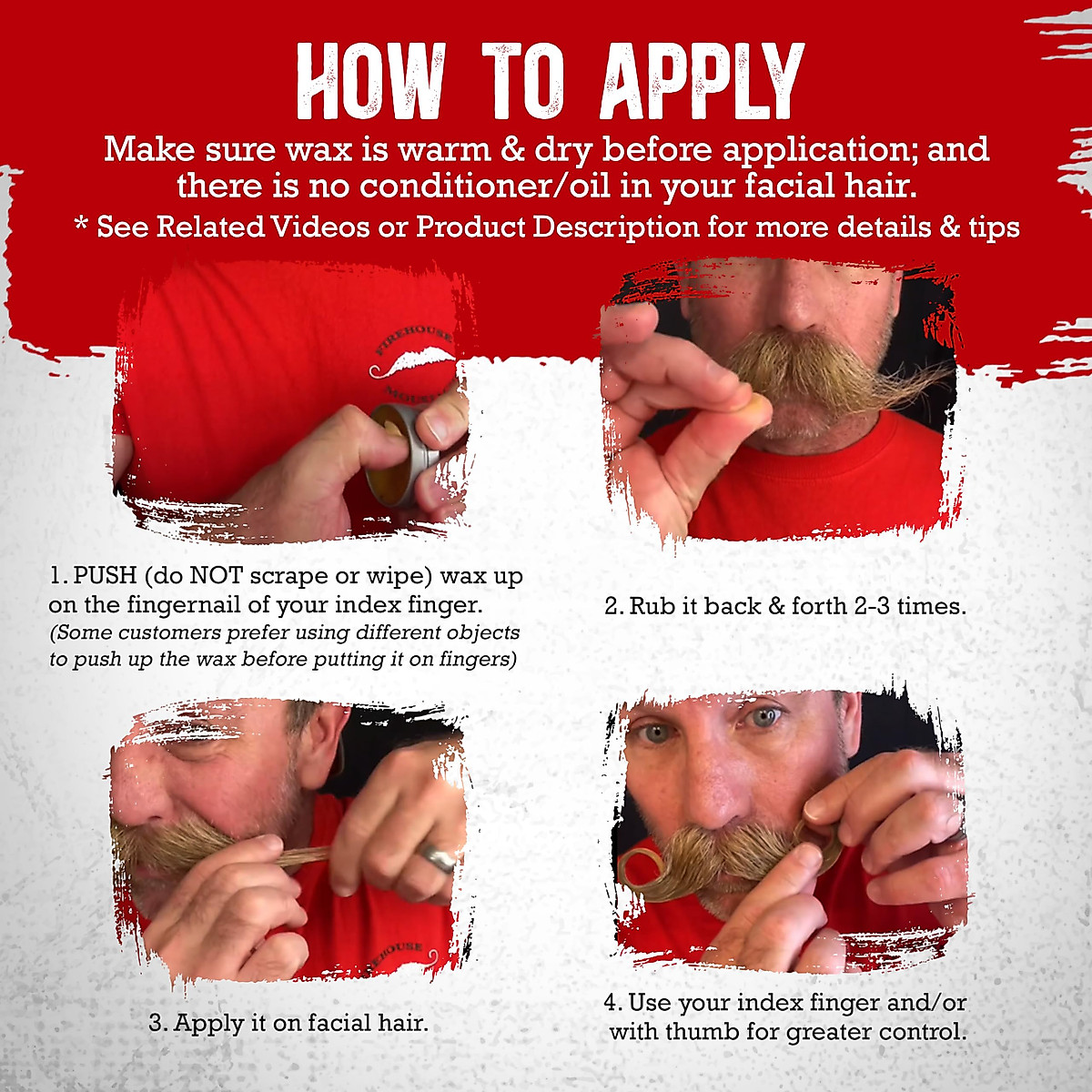 Firehouse Moustache Wax WACKY TACKY - Strong Heavy-Duty Dark Mustache & Beard Wax, Naturally Scented & Colored, All-Weather Mustache Wax (1 Ounce Tin); HANDMADE in Small Batches by John the Fireman