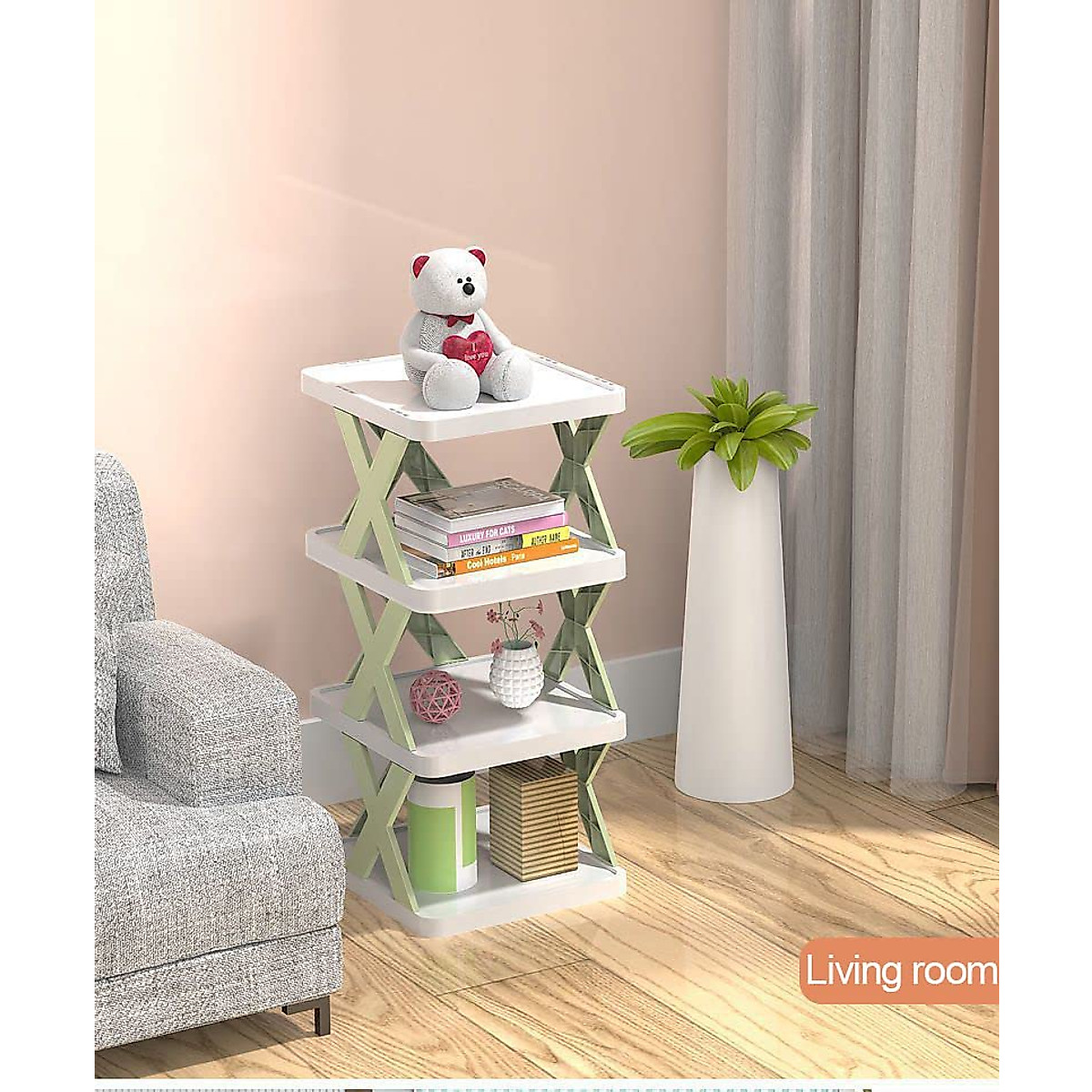 Shoe Rack - Shoe Organizer 5 Tiers for Closet Narrow， Plastic Shoe Rack Storage Organizer for Entryway, Space Saving Shoe Stand Cabinet for Bedroom Cloakroom Hallway Garage. (Light Blue)